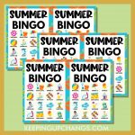 Beach Summer Bingo Pictures & Words (5x5 & 4x4 Grid) [FREE Printables!]