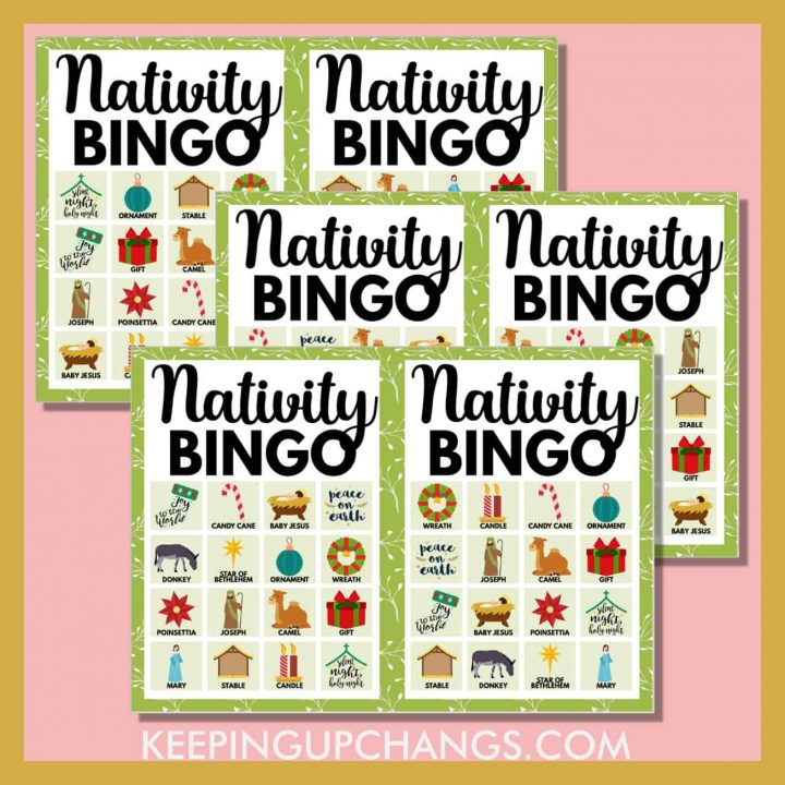 Bible Nativity Bingo Color Pictures & Words (4x4 Grid) [FREE Printable]