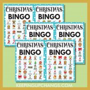 Christmas Bingo Color Pictures & Words (5x5 Grid) [FREE Printable]