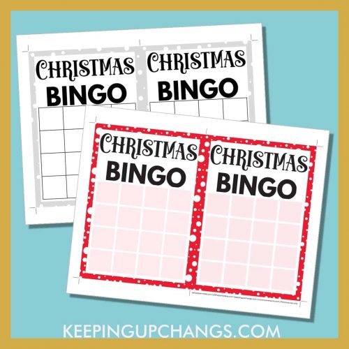 Christmas Bingo Blank Card Templates [FREE Printables!]