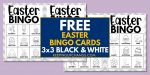 Easter Bingo Black White Pictures & Words (3x3 Grid) [FREE Printable!]