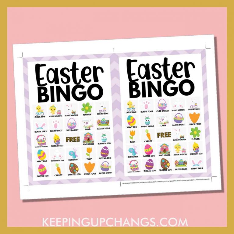 Easter Bingo Color Pictures & Words (5x5 Grid) [FREE Printable!]