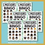 Emotions Bingo Pictures & Words (4x4 & 3x3 Grid) [FREE Printables!]
