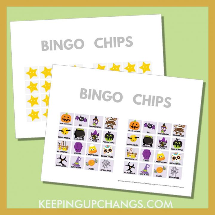 Halloween Bingo Color Pictures & Words (4x4 Grid) [FREE Printable]