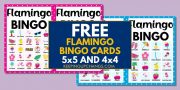 Flamingo Bingo Pictures & Words (5x5 & 4x4 Grid) [FREE Printable!]