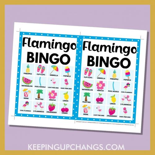 Flamingo Bingo Pictures & Words (5x5 & 4x4 Grid) [FREE Printable!]