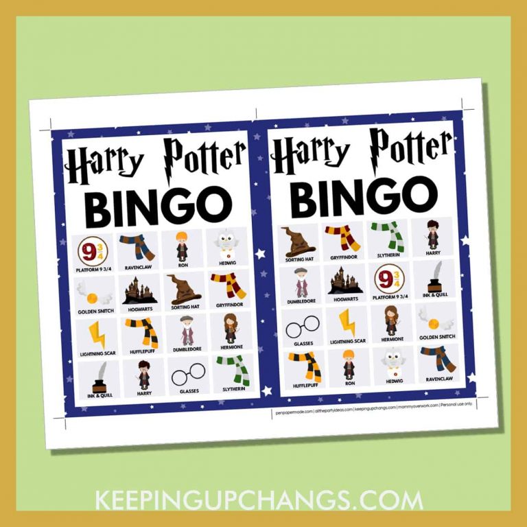 Harry Potter Bingo Pictures & Words (5x5 & 4x4 Grid) [FREE Printables!]