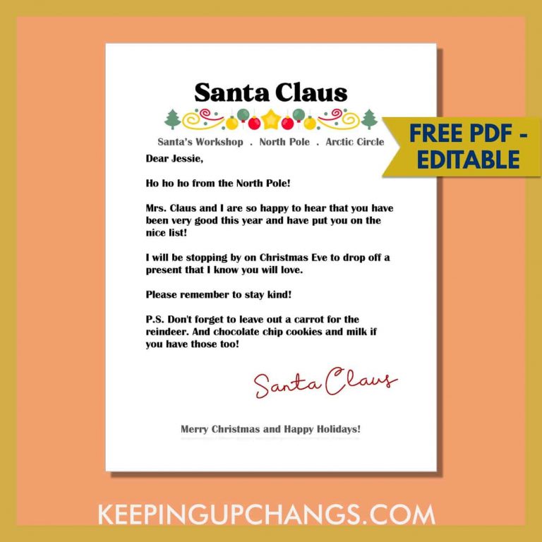 Free Letter from Santa for Toddlers, Young Kids [EDITABLE Printable!]