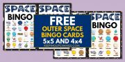 Space Bingo Pictures & Words (5x5 & 4x4 Grid) [FREE Printables!]