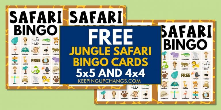 Safari Bingo Pictures & Words (5x5 & 4x4 Grid) [FREE Printables!]