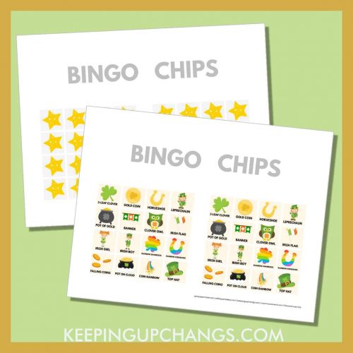 St Patrick's Bingo Color Pictures & Words (4x4 Grid) [FREE Printable!]