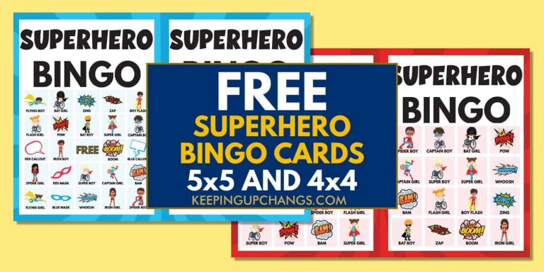 Superhero Bingo Pictures & Words (5x5 & 4x4 Grid) [FREE Printables!]