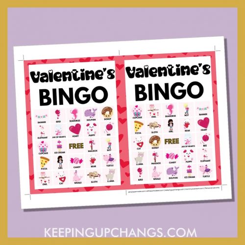Valentine's Bingo Color Pictures & Words (5x5 Grid) [FREE Printable!]