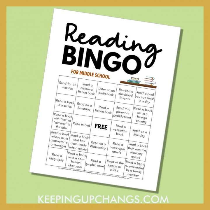 Free Reading Bingo Challenge Game Card Printables [FUN Variety!]